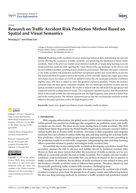 Pdf Research On Traffic Accident Risk Prediction Method Based On Spatial And Visual Semantics