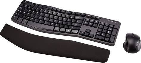 Amazon Com Amazon Basics Ergonomic Wireless Keyboard And Mouse Combo For Comfortable PC And