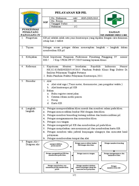 Sop Pelayanan Kb Pil Pdf