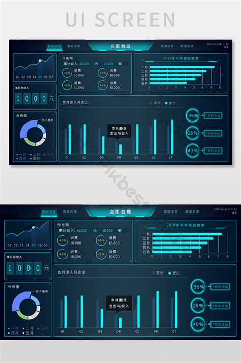 Forms Technology Big Screen Visualization Data UI Web Interface Design UI PSD Free Download