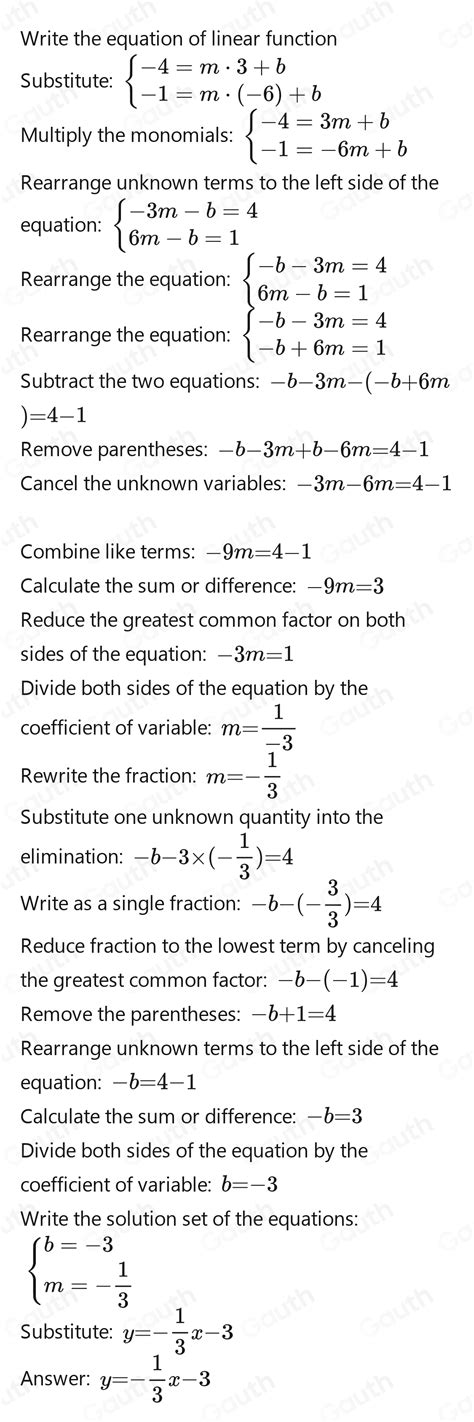Solved Find The Equation Of A Line Through 3 4 And 6 1