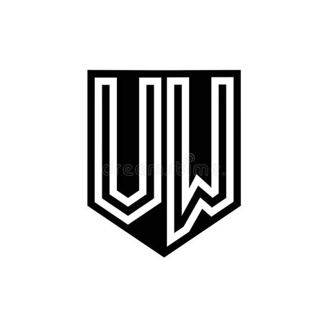 Vw Logo Monogram Shield Geometric White Line Inside Black Shield Color