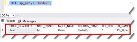 How To Get The Primary Key Of A Table In Sql Server