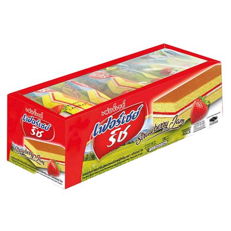 เฟอร์เชย์ ริช เลเยอร์เค้กแยม กลิ่นสตรอว์เบอร์รีสอดไส้ครีม 15 ก 24 ชิ้น Fershay Rich Layer