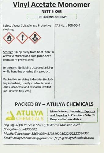 Vinyl Acetate Monomer Liquid At Best Price In Mumbai Id 2851539934962