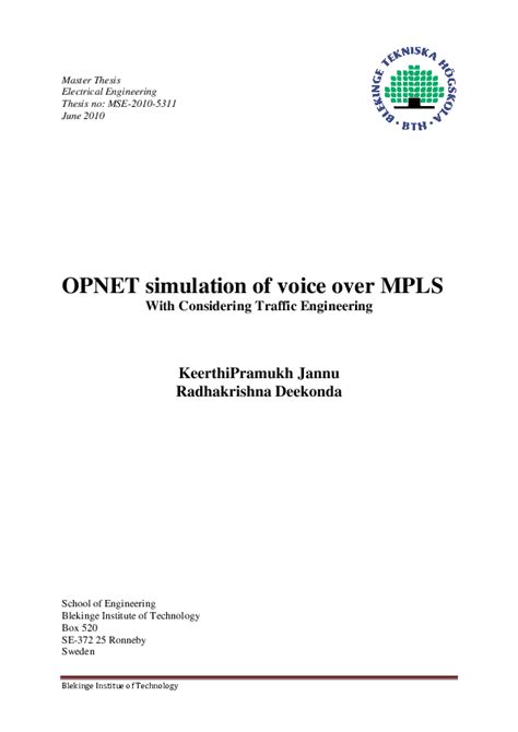 Pdf Mpls Traffic Engineering For Voip Performance