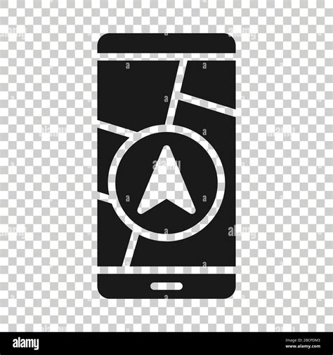 Smartphone Map Icon In Flat Style Mobile Phone Gps Navigation Vector Illustration On White