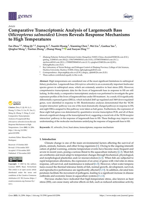 Pdf Comparative Transcriptomic Analysis Of Largemouth Bass Micropterus Salmoides Livers