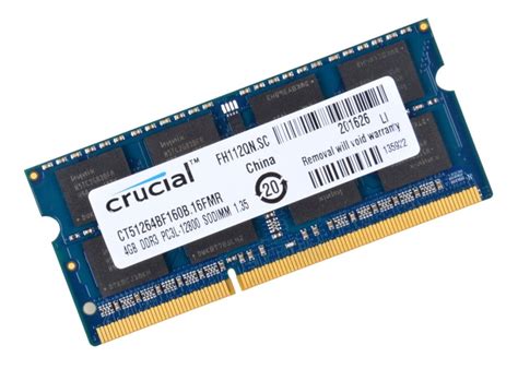 Crucial 4GB DDR3L PC3L-12800 SODIMM PC 1600 MHz DDR3 Laptop Memory RAM ...