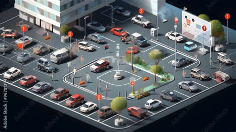 IoT Powered Smart Parking System Visualizing Real Time Parking Availability Stock Illustration