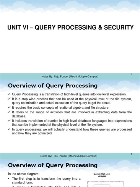 Unit Viii Query Processing And Security Download Free Pdf Databases Key Cryptography
