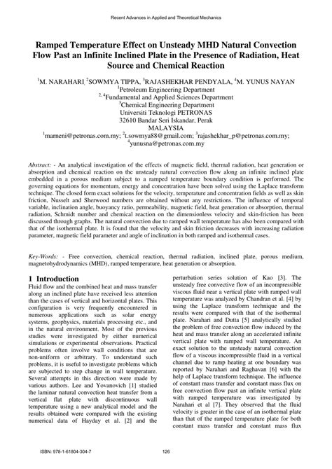 Pdf Ramped Temperature Effect On Unsteady Mhd Natural Convection Flow Past An Infinite