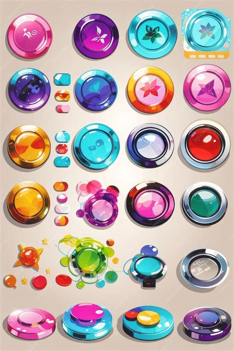 Premium Photo Free Vector Glossy Web Buttons Set In Different Colors