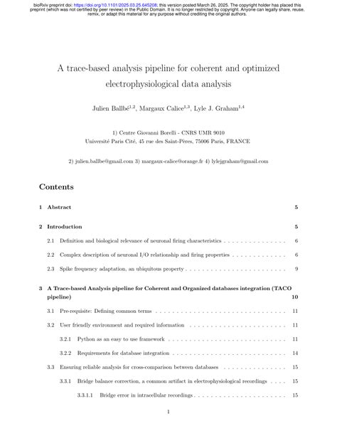 Pdf A Trace Based Analysis Pipeline For Coherent And Optimized Electrophysiological Data Analysis
