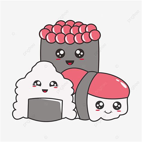 재미있는 귀여운 초밥 그림 만화 일러스트 삽화 일러스트 스티커 일러스트 아이콘 일러스트 음식 일러스트 전통 일러스트 회 음식 벡터 Png 일러스트 및 벡터 에 대한
