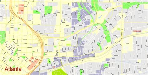 Atlanta Georgia Us Printable Map Exact Vector Map Street G View City