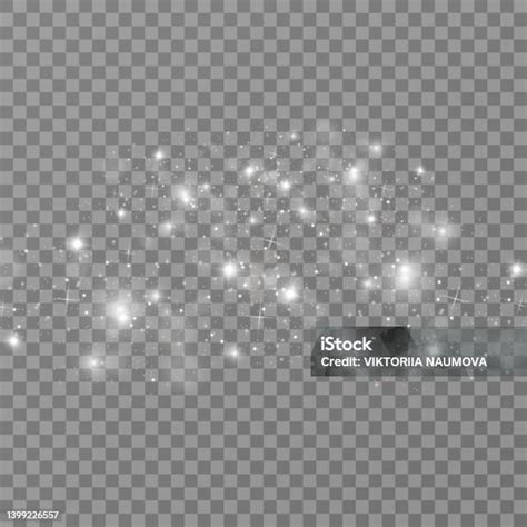 흰색 스파크와 황금 별 반짝 특별 한 조명 효과 투명 한 배경 벡터 반짝입니다 크리스마스 추상 패턴입니다 스파클링 마술 먼지
