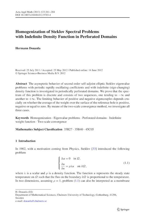 Pdf Homogenization Of Steklov Spectral Problemspdf Dokumentips