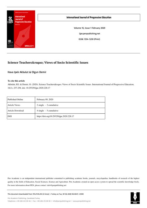 Pdf Science Teachers Views Of Socio Scientific Issues