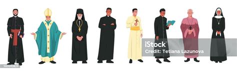 Karakter Gereja Katolik Agama Kristen Pemimpin Gereja Dengan Pakaian