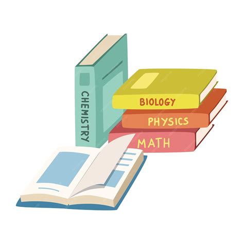 Premium Vector School Textbooks Clipart Math Physics Biology Chemistry School Books Flat
