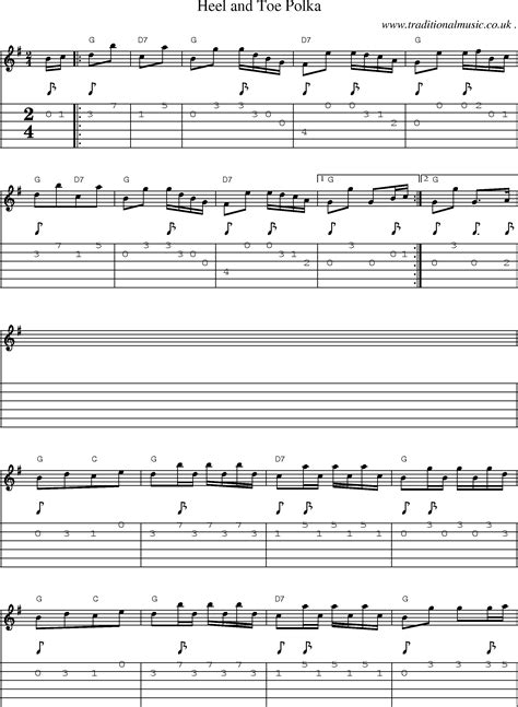 Folk And Traditional Music Sheet Music Guitar Tab Mp3 Audio Midi And Pdf For Heel And Toe Polka