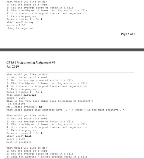 Programming Assignment 9 Sentiment Analysis Due