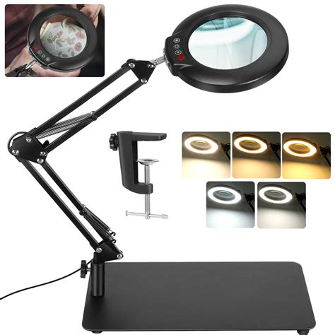 Lelinta Magnifying Glass Led Lamp Lighted Magnifier With Stand And Clamp