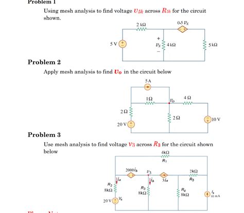 solved problem 1 using mesh analysis to find voltage v5k