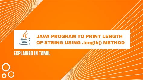 Java Program To Print Length Of String Using Length Function Tamil Youtube