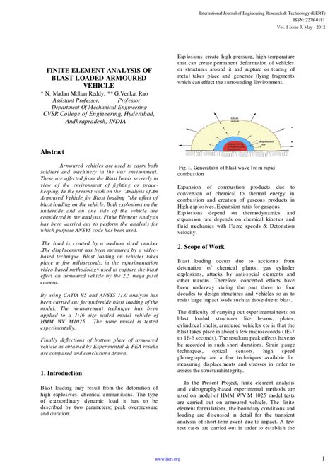 Pdf Finite Element Analysis Of Blast Loaded Armoured Vehicle