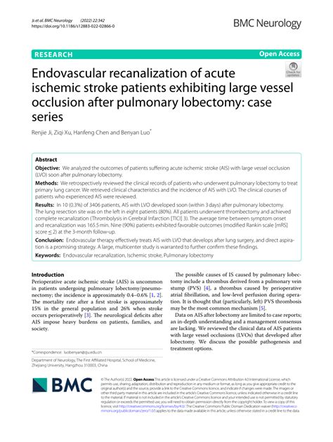 Pdf Endovascular Recanalization Of Acute Ischemic Stroke Patients Exhibiting Large Vessel