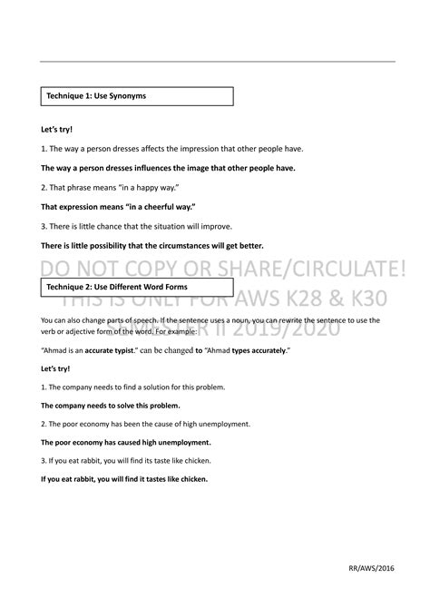 Answer Key To MODULE Quotation Summarizing Paraphrasing FOR AWS Babes PDF