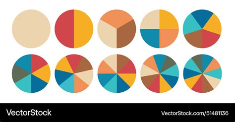 Pie Chart Set Colorful Diagram Collection Vector Image