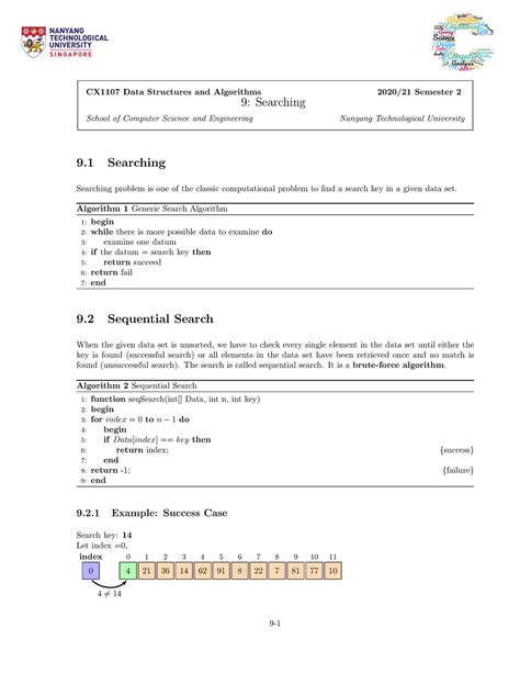 Lecture 9 Searching Cx1107 Data Structures And Algorithms 202021