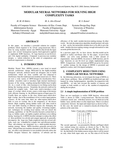 Pdf Modular Neural Networks For Solving High Complexity Problems