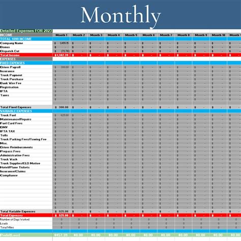 Trucking Spreadsheet Business Owner Operator Digital Product Etsy
