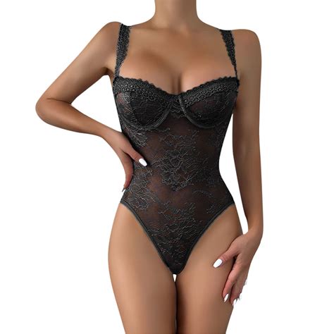 Adviicd Lace Lingerie Womens Lace Bodysuit Teddy Lingerie Deep V