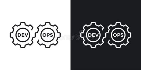Dev Opsline In Thin Line Black Color Flat Simple Vector Symbols Illustration Stock Vector