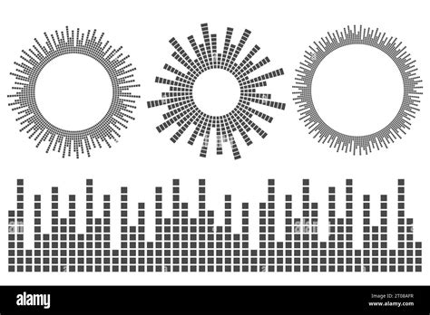 Circle Sound Wave Audio Music Equalizer Round Circular Icons Set