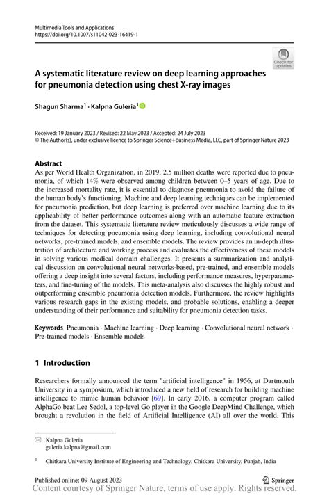 A Systematic Literature Review On Deep Learning Approaches For Pneumonia Detection Using Chest X