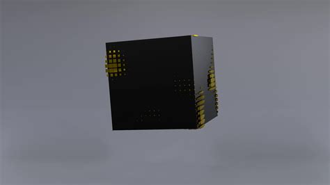 Abstract 3d Animation Of A Black Cube Rotating And Slow Move Up And Down In Zero Gravity