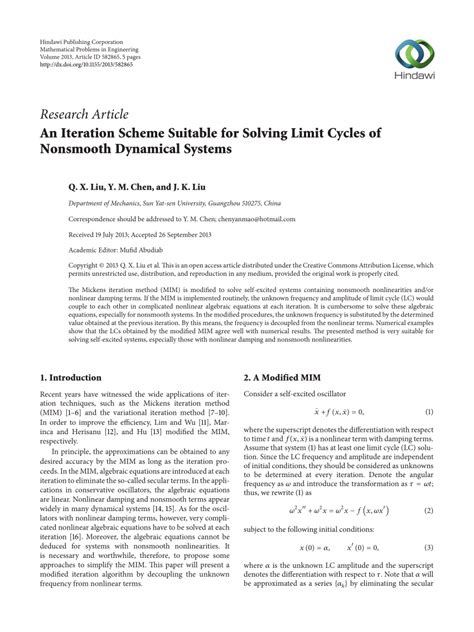 pdf an iteration scheme suitable for solving limit cycles of