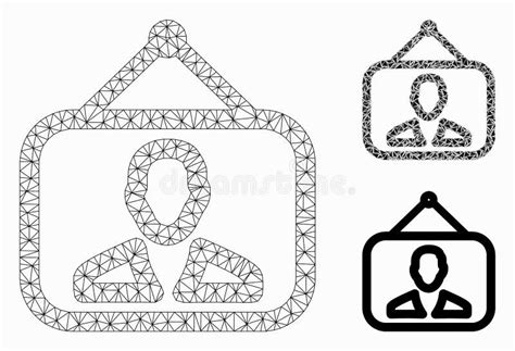 Portrait Vector Mesh Wire Frame Model And Triangle Mosaic Icon Stock Vector Illustration Of