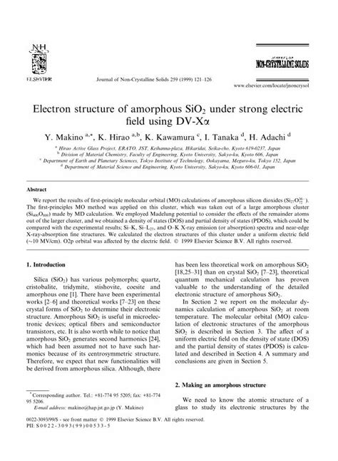 Pdf Electron Structure Of Amorphous Sio2 Under Strong Electric Field