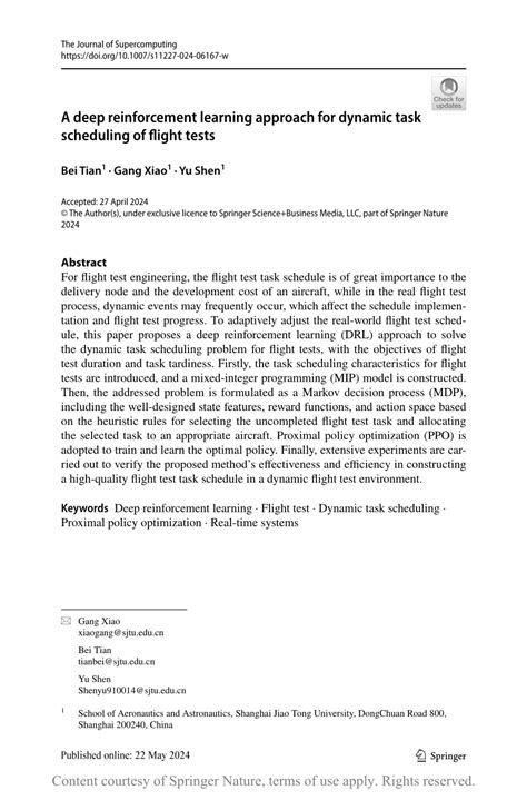 A Deep Reinforcement Learning Approach For Dynamic Task Scheduling Of
