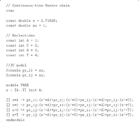 Description Of The Jukes Cantor Model In Prism Syntax Download Scientific Diagram