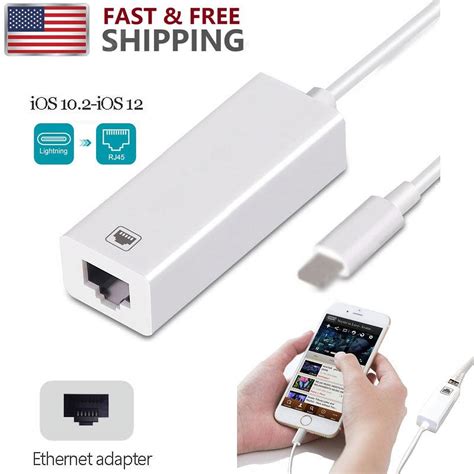 For Ios Ipad Lightning To Ethernet Rj45 100mbps Lan Wired Network Cable Adapter