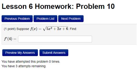 Solved Lesson 6 Homework Problem 10 Previous Problem Chegg Com