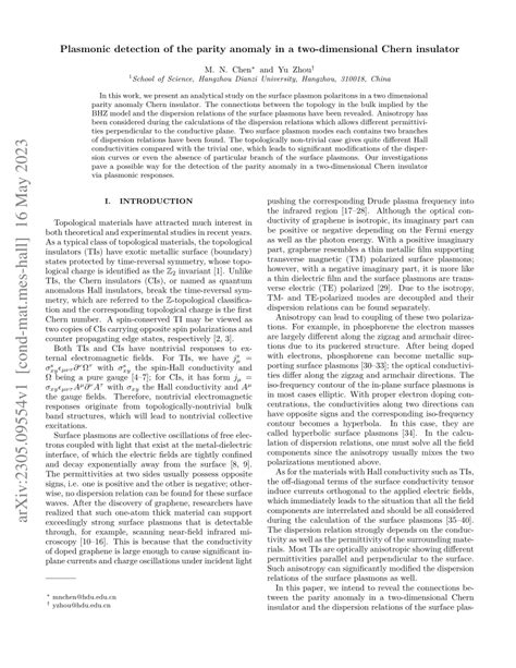 Pdf Plasmonic Detection Of The Parity Anomaly In A Two Dimensional